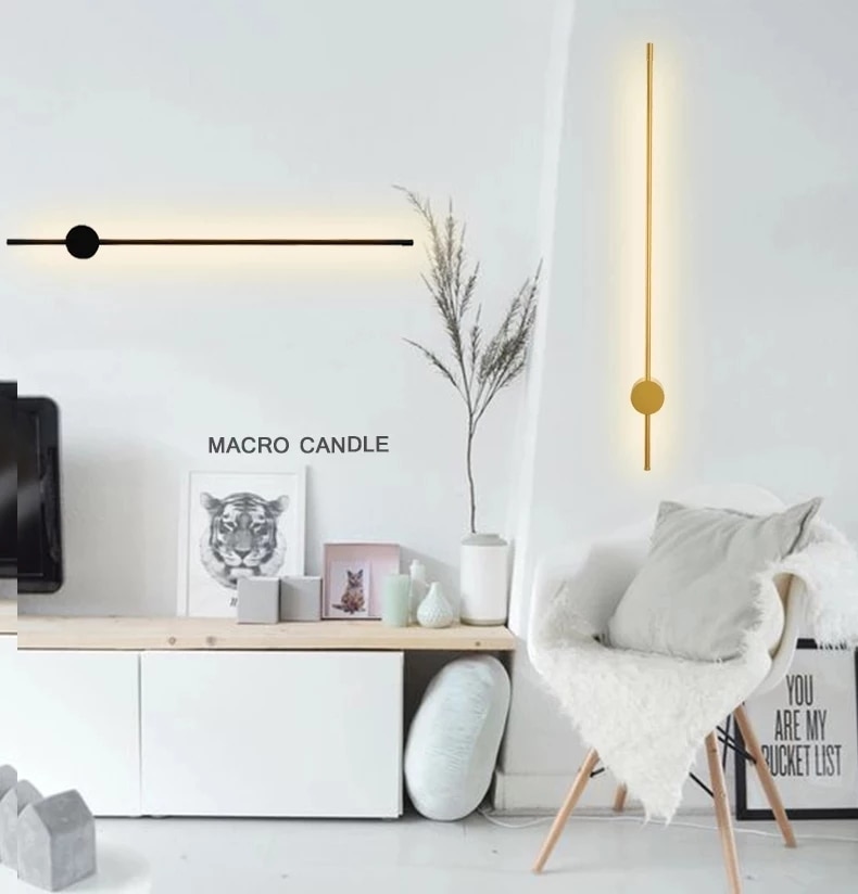 Arandela Linear Led | Kawaii 80 cm | Preta, Dourada ou Branca - CasaPri ...